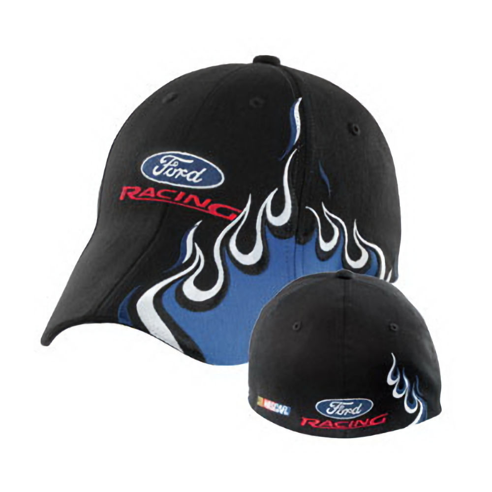 Black NASCAR Ford Racing Slurve Flame Baseball Cap/Hat