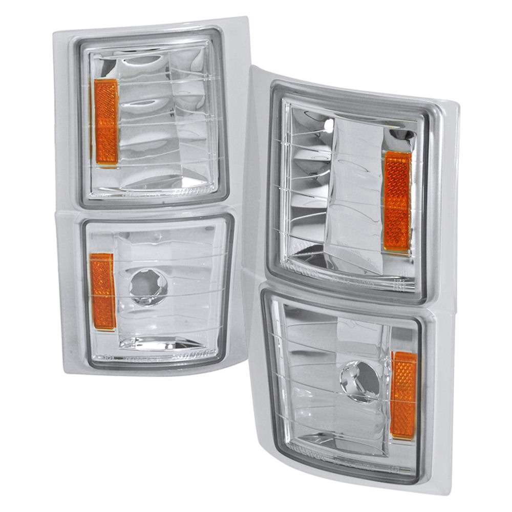 Chrome Turn Signal Lights with Reflectors for 1994-1999 Chevy Trucks SUV