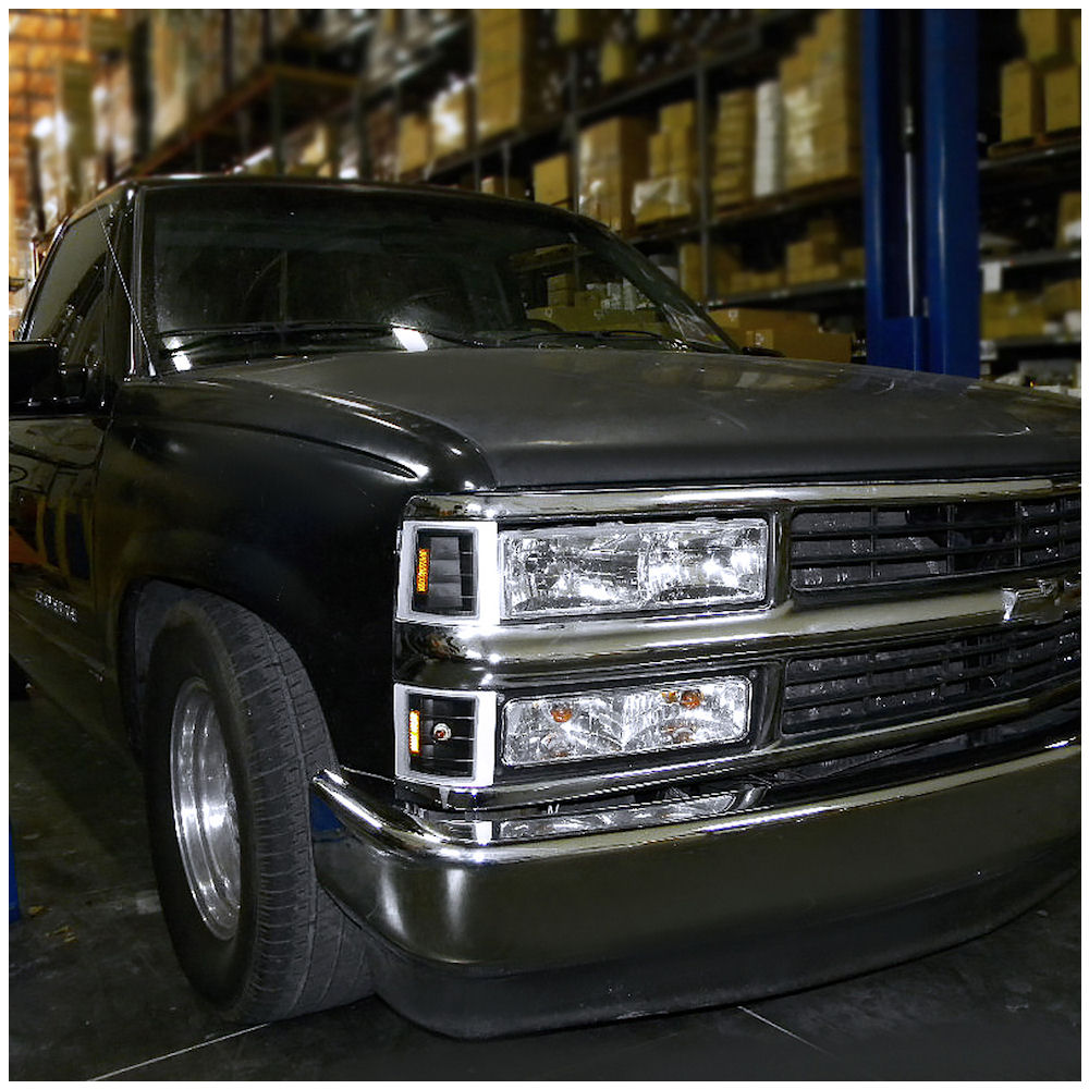 Black Turn Signal Lights with Reflectors 88-93 Chevy