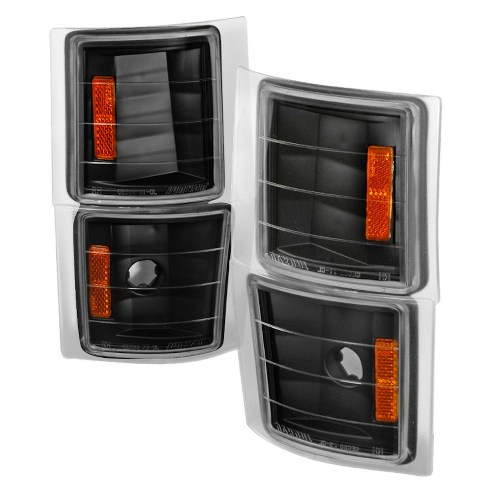 Black Turn Signal Lights with Reflectors for 1994-1999 Chevy Trucks SUV