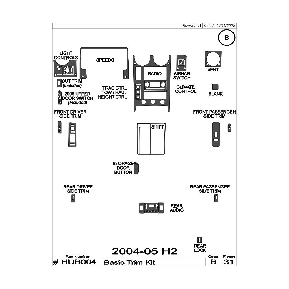 Real Carbon Fiber Dash Trim from Superior Dash for 2003-2007 Hummer H2