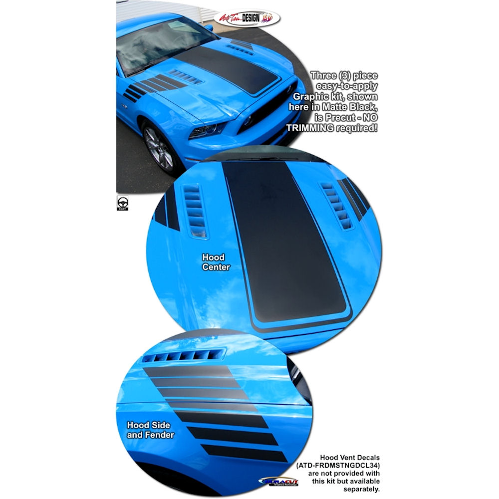 ATD Rally Stripes Hood Decor for 2010-12 Ford Mustang