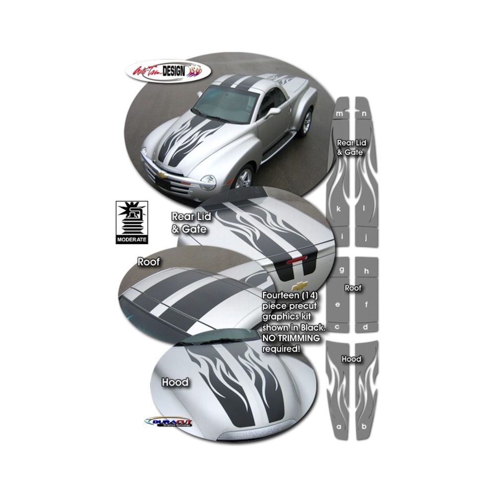 ATD Rally Flames Stripe Graphic Kit for 03-06 Chevy SSR