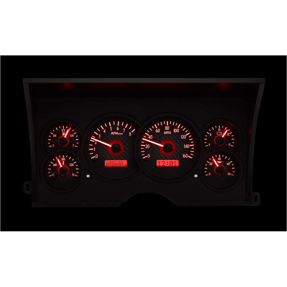 Dakota Gauge Cluster (Carbon/red) for 88-94 GM Trucks