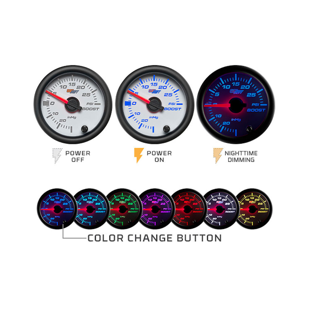 Glowshift Analog Performance Gauge for Engine Oil Temperature