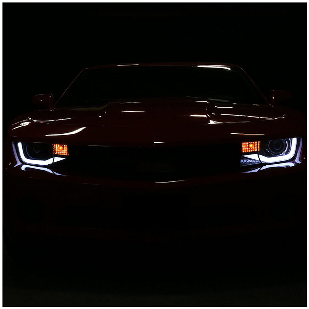 Black Projector Headlights with LED Bar for 2010-2013 Chevrolet Camaro