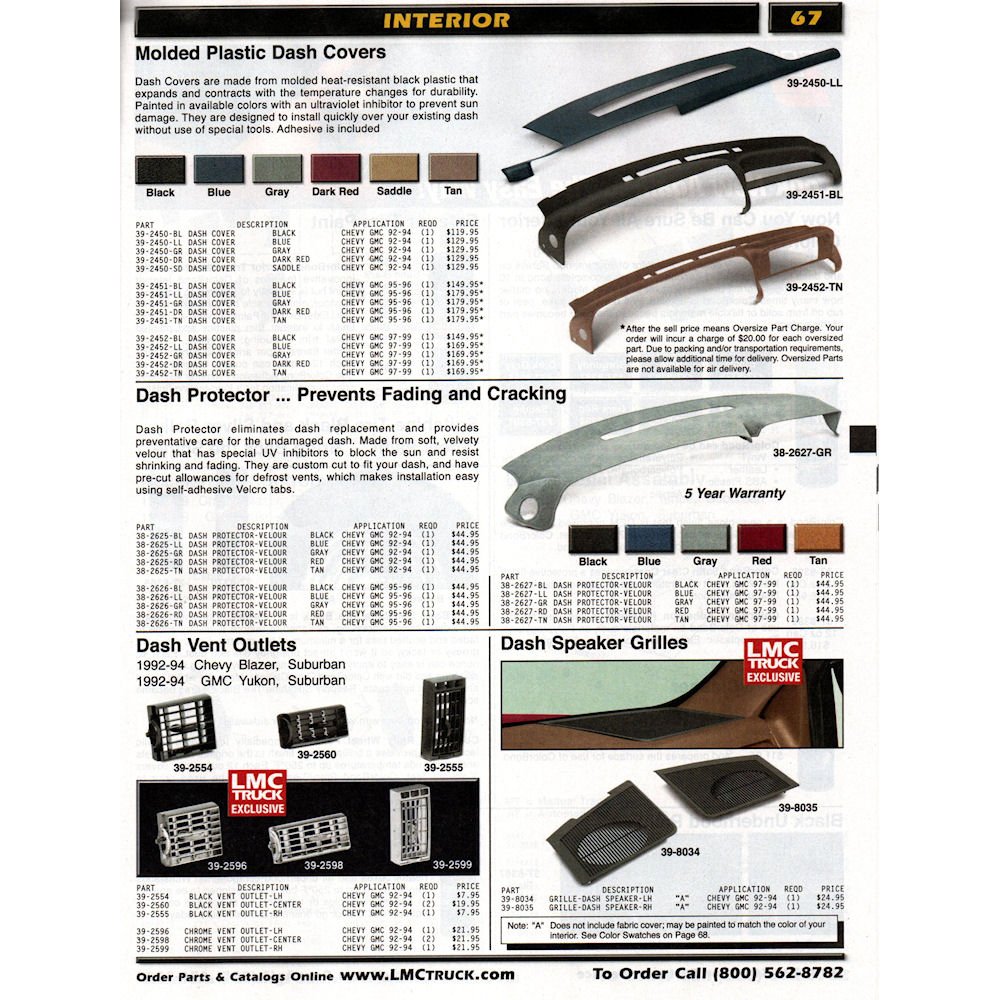 LMC Autoteile-Katalog für 1992-99 Chevy Tahoe/Suburban