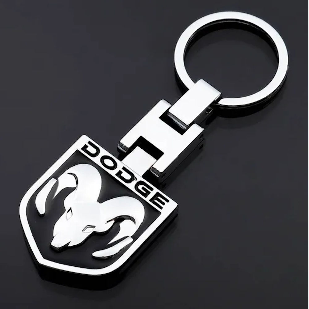 Dodge RAM 3D Key Chain made of Metal (Chrome/black)