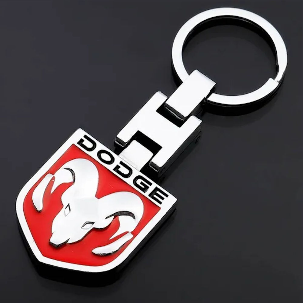 Dodge RAM 3D Key Chain made of Metal (Chrome/red)