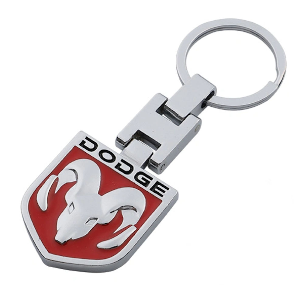 Dodge RAM 3D Key Chain made of Metal (Chrome/red)