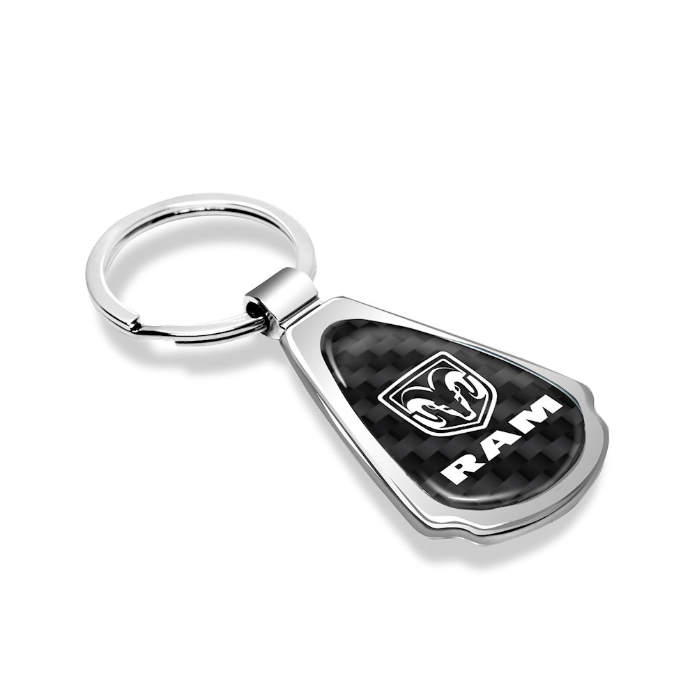 Chrome Key Chain with Carbon Fiber for Dodge RAM