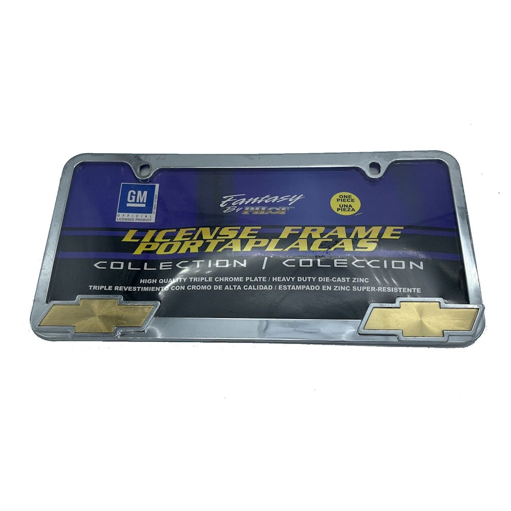 Chrome USA License Plate Frame with Chevy Bowtie Logo