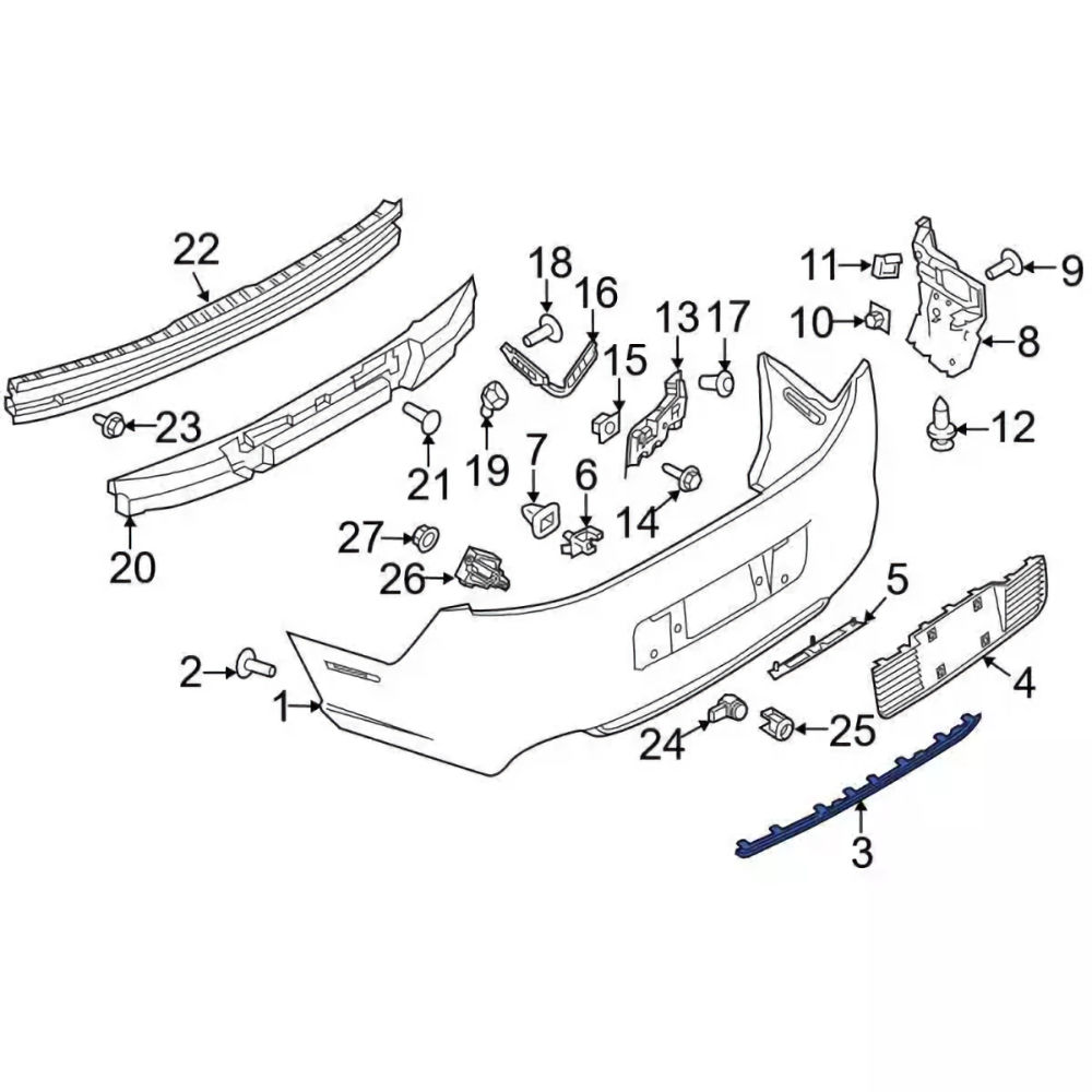 Motorcraft Rear Bumper Molding for 2013-14 Ford Mustang