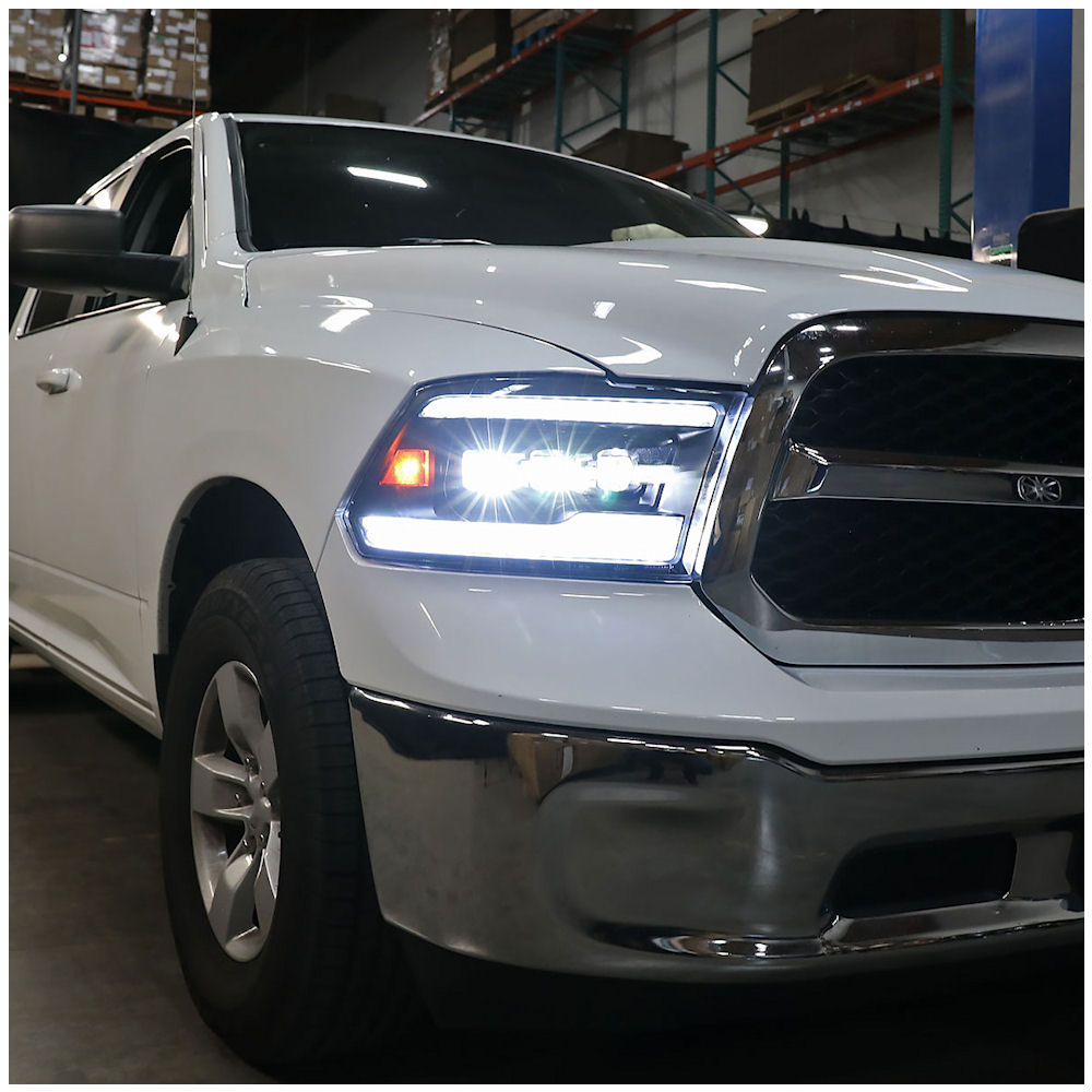 Schwarze Full-LED Scheinwerfer LH/RH für 2009-2018 Dodge RAM Trucks