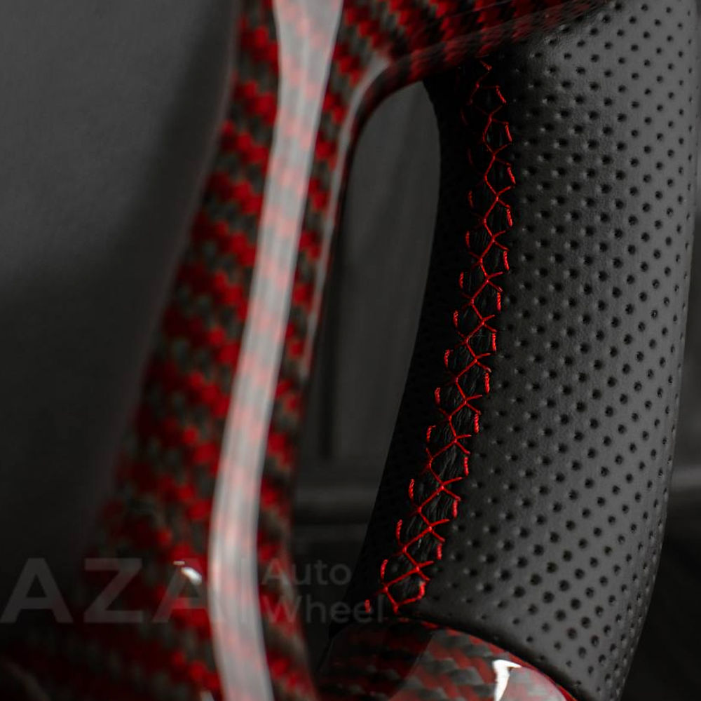 AZA Leather/Red Carbon Steering for 2021-25 Chevy Tahoe