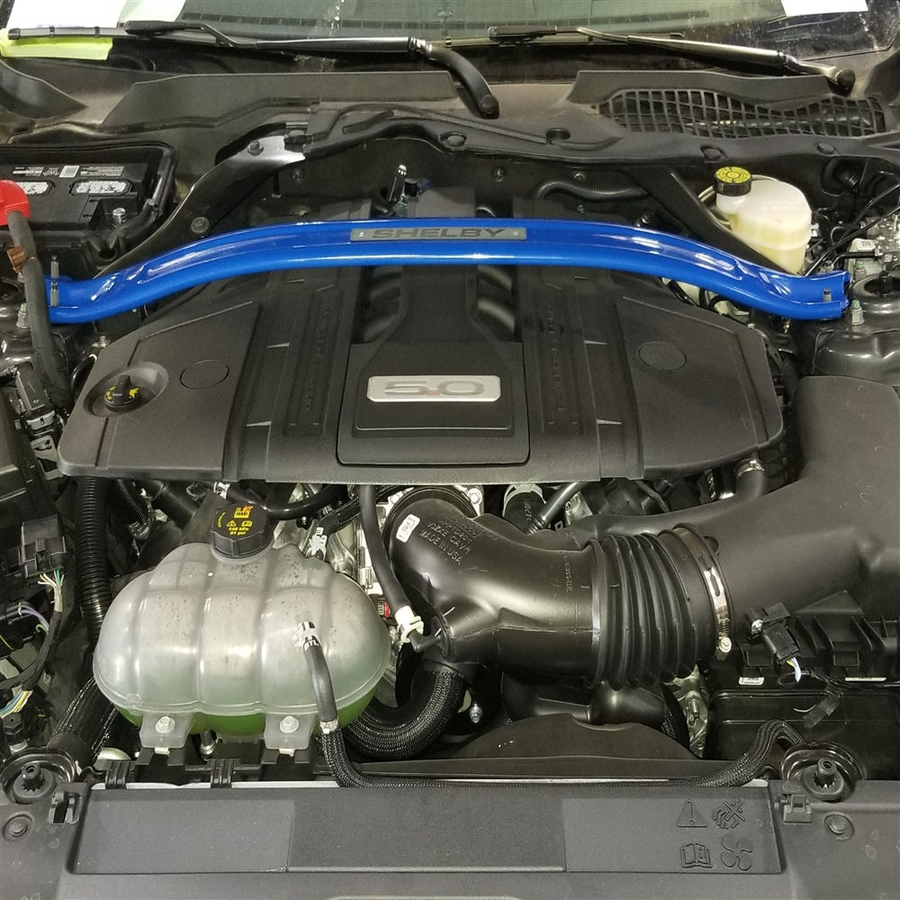 Blue Shelby Aluminum Strut Tower Brace for 2015-2023 Ford Mustang GT