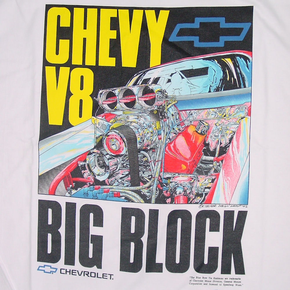 White Chevrolet V8 Big Block T-Shirt from Chevymall in Size XL