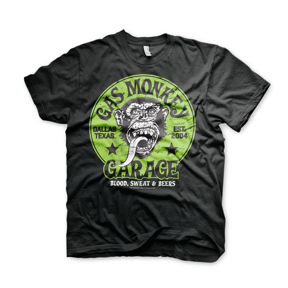 Black Lime Gas Monkey Garage Cotton T-Shirt in Size XL