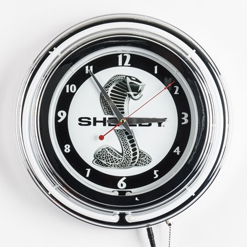 Illuminated Neon Wall Clock with Shelby Cobra Logo 370mm Diameter