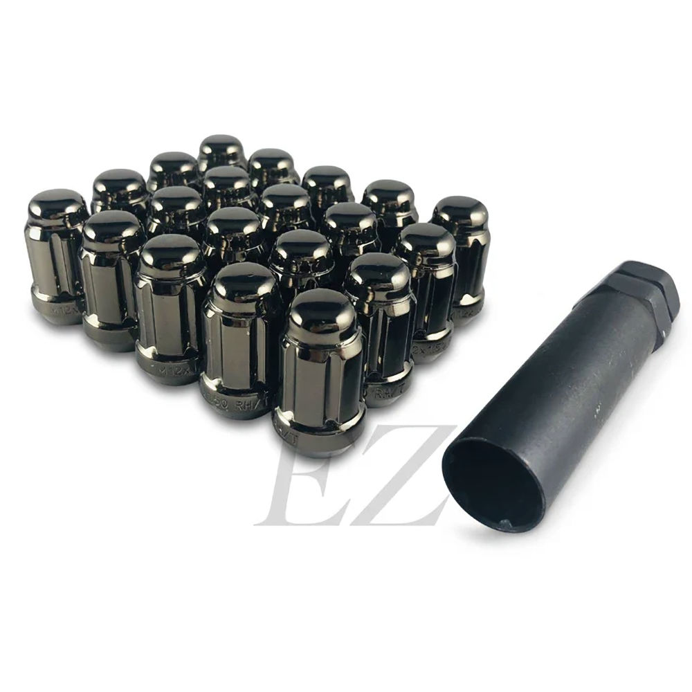 20x Tuner Style Lug Nuts 1/2 inch 6-Spline Gunmetal 3/4