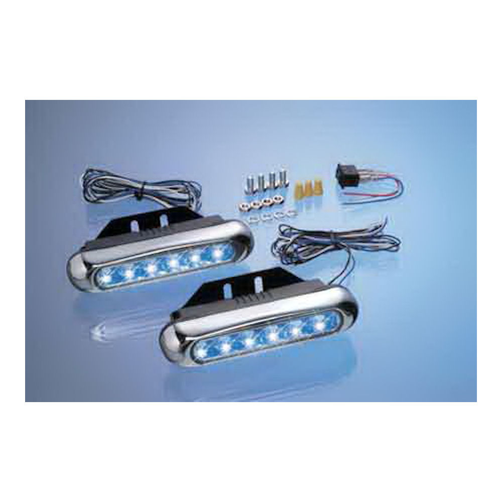 2x Foliatec Weiß-blaue 12V LED-Zusatzleuchten 150x35mm